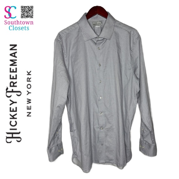Hickey Freeman | Shirts | Like New Hickey Freeman Gray And White ...